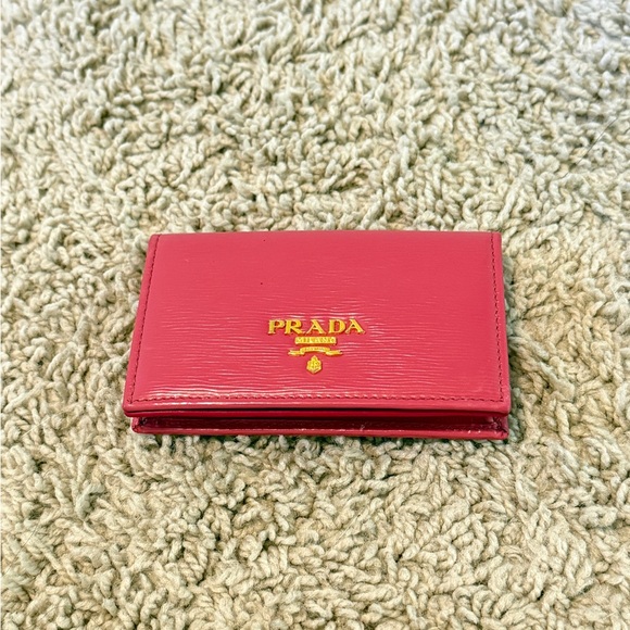 Prada | Accessories | Prada Pink Card Holder With Gold Logo | Poshmark